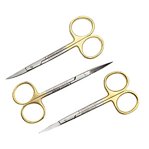 Scissors 4.5 inch CURVED Set of 3 for office art and craft applique BY Wise Linkers