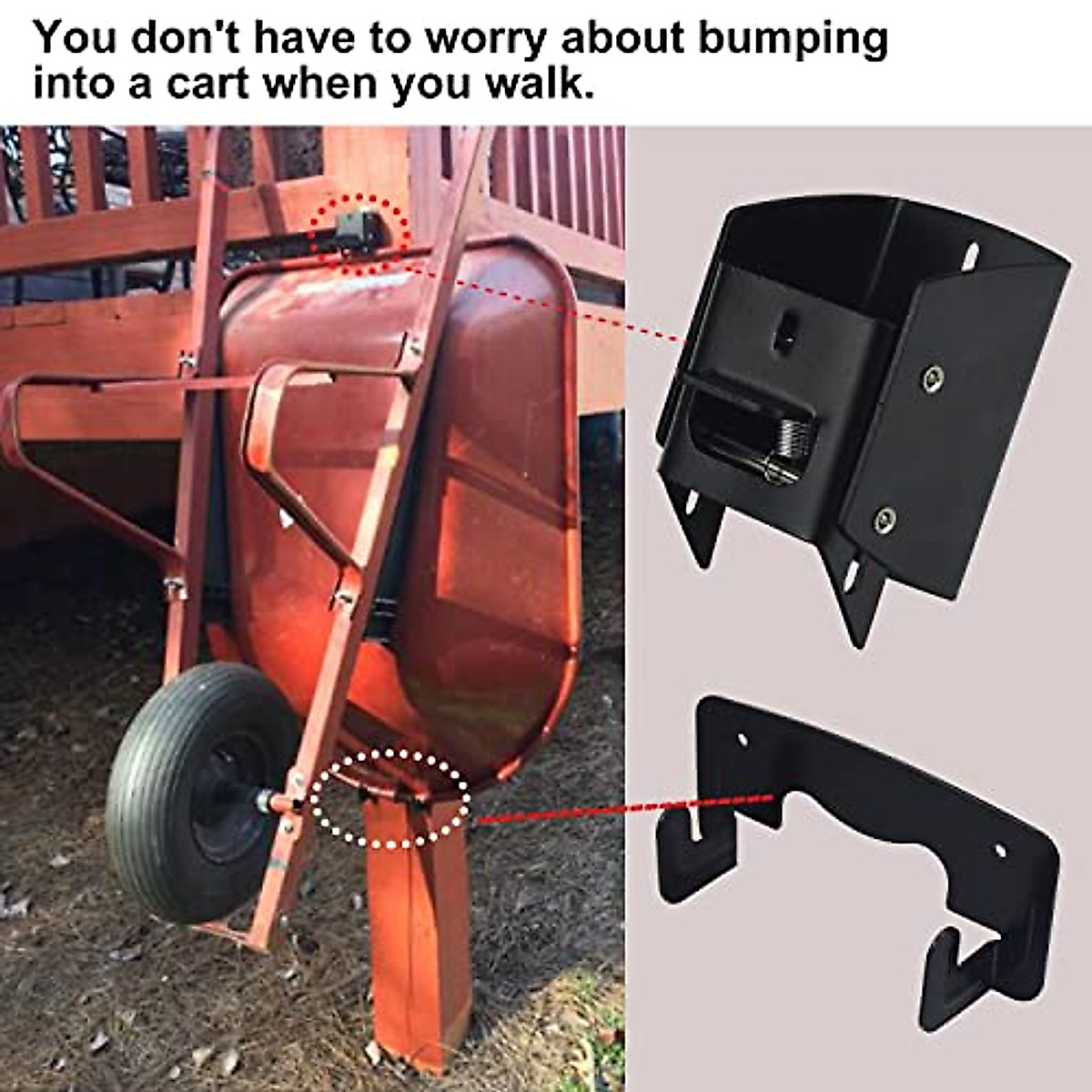 Wheelbarrow Hanger Holder - Wall Mounted Bracket, Garage Organizer Holder Storage Bracket for Most Wheelbarrows, with mounting Hardware Holds Most cart Weights - Effective Space Saving