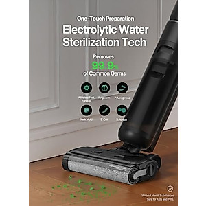Qualelec Q12 MAX Portable All in One Smart Cordless Wet Dry Vacuum Cleaner and Mop,Long Run Time, Lightweight Hardwood Floors Cleaner for Sticky Messes and Pet Hair.