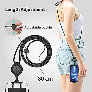 Bone】Cell Phone Lanyard Crossbody, Adjustable Shoulder Neck Strap Silicone Phone Holder, Multifuctional Crossbody for Women Man, Compatible with Most Smartphones 4.7"-7.2" Crossbody Phone Tie 3