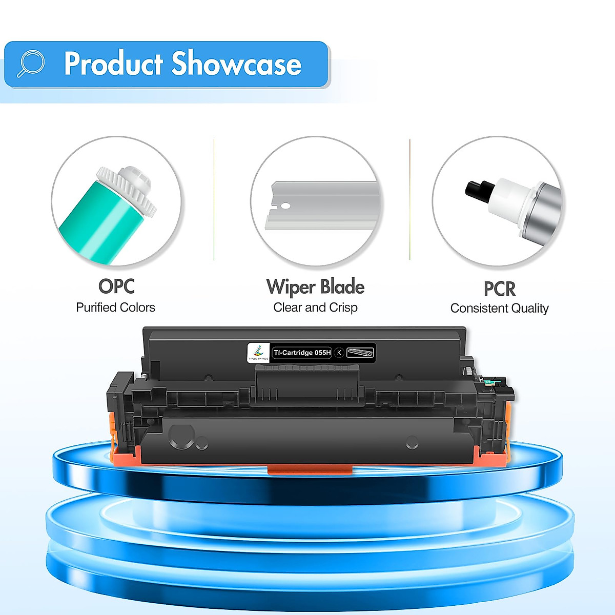 TRUE IMAGE Compatible Toner Cartridge Replacement for Canon 055H 055 High Capacity Canon Color ImageCLASS MF743Cdw MF741Cdw MF746Cdw MF743 Printer Toner with Chip (Black Cyan Magenta Yellow, 4-Pack)