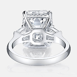 AINUOSHI Engagement Rings for Women 4ct Emerald Cut Cubic Zirconia CZ 925 Sterling Silver Wedding Rings Christmas Gifts for Women Anniversary Valentines Day Gifts for Her (8.5)