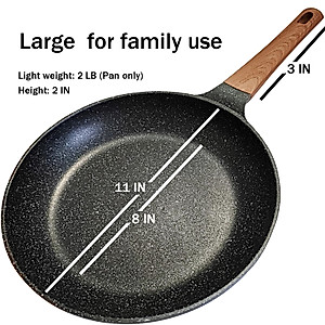 Feipone Non Stick Frying Pan with Lid, Skillet for Omelette Cooking, Granite Cast Aluminum Chef Pan with Induction Bottom