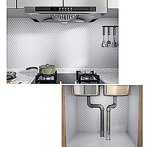 Kitchen Backsplash Wallpaper Aluminum Foil Wall Sticker(15.7×118.1inch)