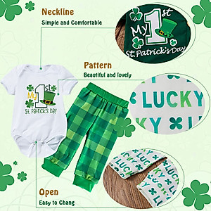 XIFAMNIY Baby Boys Newborn My first St. Patrick's Day Green 2PCs Bodysuit Romper Pant Outfit Set