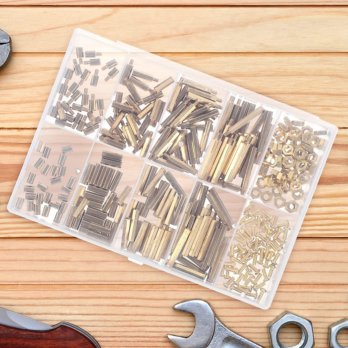 DOITOOL 1 Set Hexagonal Copper Column Hardware Assortment Kit Wall Mount Holder Stand Off Wall Mounts Metric Screw Assortment Kit Ceiling Fan Mount Hex Standoffs M2 Laptop Pillar