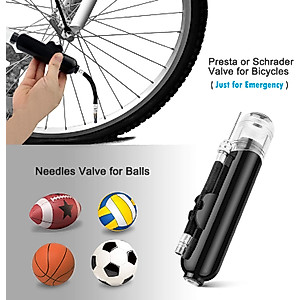 BROTOU Ball Pump & Bike Pump, Inflate Air Pump with 3 Needles, 2 Nozzles and 2 Bike Tire Valve Adapter Hand Pump Kit for Soccer Ball, Basketball, Volleyball, Balloons, Bikes