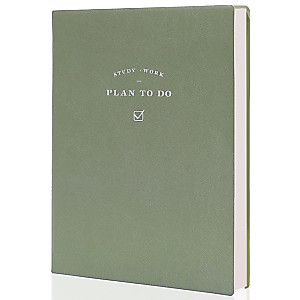 CAGIE To Do List Notebook 192 Pages 5.3" x 7.5" Leather To Do List Notepad Checklist for Daily Plans Schedule Planner Notebook School Supplies for Students, Green