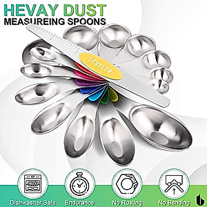 Urbanstrive Magnetic Measuring Spoons Set Stainless Steel, Dual Sided for Liquid Dry Food, Measuring Cups Spoons Set Fits in Spice Jar, Kitchen Gadgets, Cooking Utensils Set, Including Leveler, 8Color