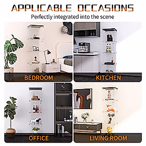 Beauty4U Glass Display Cabinet with 4 Shelves, Curio Cabinets for Living Room, Bedroom, Office, Black Floor Standing Glass Bookshelf, Quick Installation