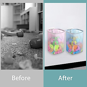 Linkidea 2 Packs Bath Toy Storage Organizer, Hanging Mesh Bathtub Toy Holder Basket with Adhesive Hooks, Shower Caddy for Kids Toddlers Bathroom Car Toy (Blue & Pink)