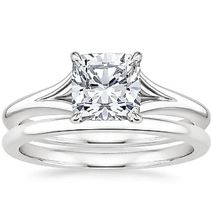 JEWELERYN Cushion Brilliant Cut 2 Carat White Excellent VVS1 Moissanite Diamond Sterling Silver Halo Engagement/Wedding Ring Set For Women, Bridal Statement Ring Set (7.5)