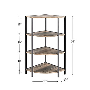 4-Tier Corner Open Shelf,Bookcase Freestanding Shelving Unit,Plant Stand Small Bookshelf for Living Room, Home Office, Kitchen, Small Space