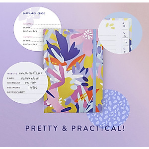 Password Book with Alphabetical Tabs - Hardcover Abstract Florals - 5 x 7 inches - Beautiful Password Organizer - Password Keeper Book for Internet Details - Internet password book