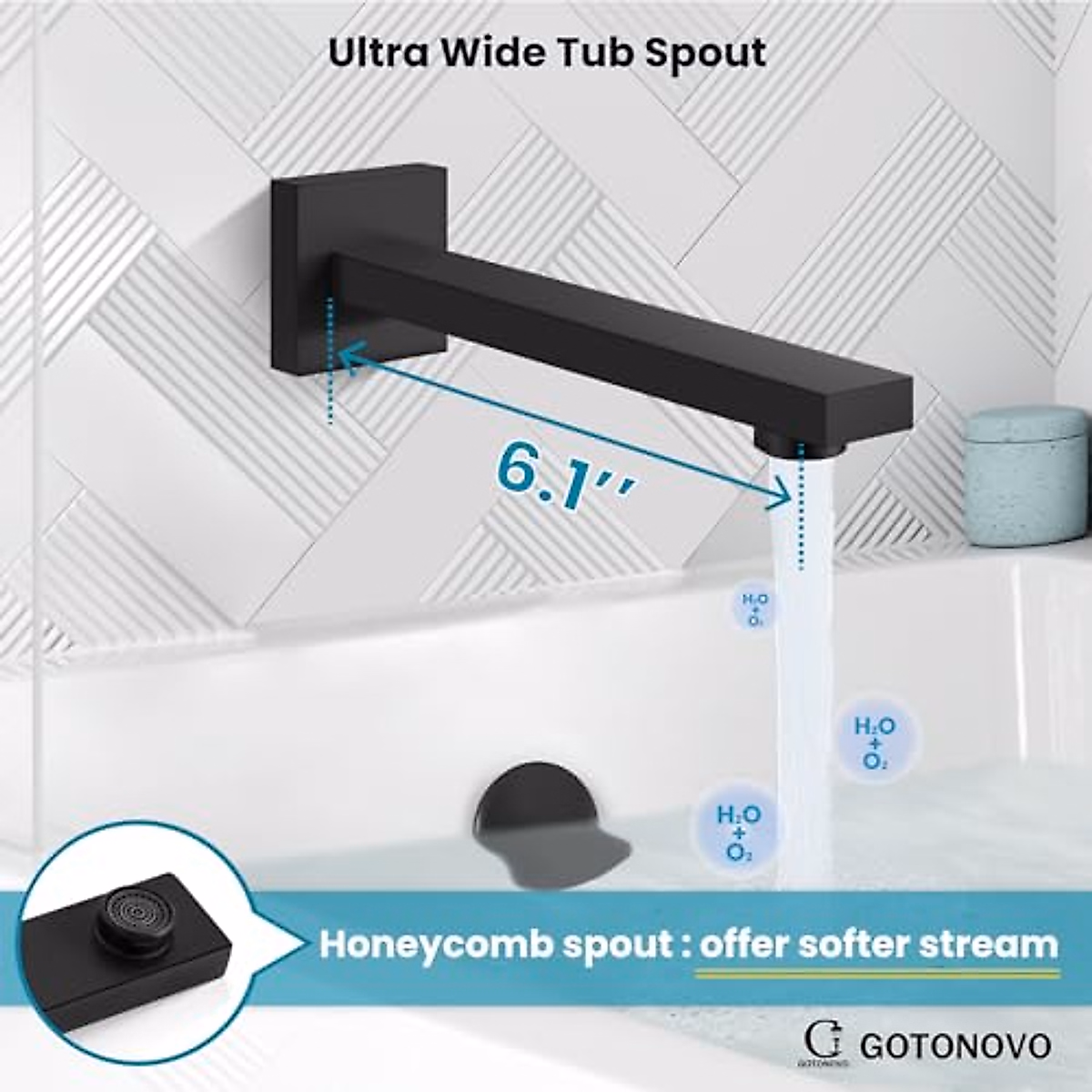 gotonovo Matte Black Shower System with Tub Spout 3 Function Mixer Shower Tub Combo Set 10 Inch Wall Mounted Rainfall Shower Head with Handheld Shower Bathroom Luxury Rain Rough-in Valve and Trim Kit