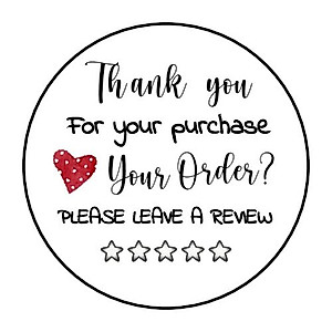 48 pcs Thank You Please Leave Review​​​ Stickers Envelope Seals Labels Round Tags, Stamps Sticker for Gift Cards, Envelopes, Boxes for Holiday, Birthday, Christmas