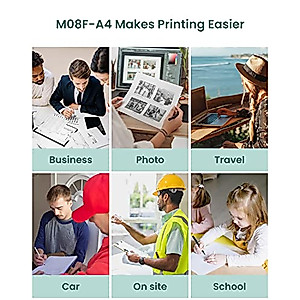Phomemo M08F A4 Portable Thermal Printer, Supports 8.26"x11.69" A4 Thermal Paper, Wireless Mobile Travel Printers for Car & Office, Bluetooth Printer Compatible with Android and iOS Phone & Laptop