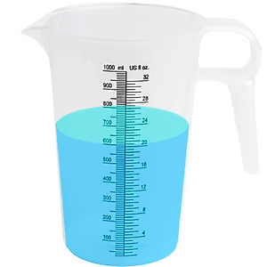 ACCUPOUR 32oz (1 quart) Measuring Pitcher, Plastic, Multipurpose - Great for Chemicals, Oil, Pool and Lawn - Ounce (oz) and Milliliter (mL) Increments (1000 mL)
