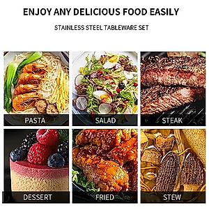 Silverware Set Cutlery Utensil Flatware Food-Grade Stainless Steel Luxury Relief Plating Retro Golden Handle Home Restaurant Small Business,Mirror Finish Tableware 24 Piece Service for 6