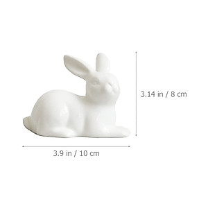 4Pcs Easter Rabbit Figurine Ceramic Bunny Statues Mini Garden Ornaments Easter Party Decor for Lawn Table Office