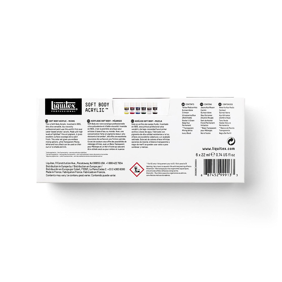 Liquitex Professional Soft Body Acrylic Paint, 6 x 22ml (0.74-oz), Mixing Set