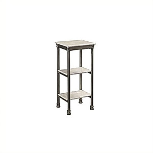 Home Styles The Orleans Three Tier Tower with Marble Laminate Shelves, Sturdy Powder-Coated Steel Frame