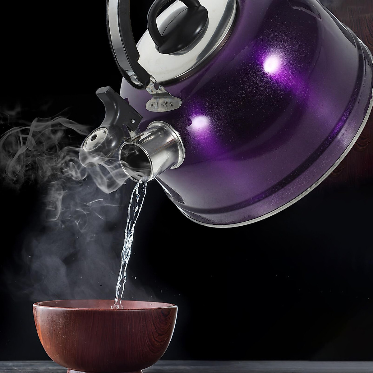 Luxshiny Stainless Steel Spherical Kettle Kettle Large Capacity Flat Bottom Kettle Chime Kettle Electric Water Heater Pink Tea Kettle Camping Kettle Whistling Pot Purple Coffee Boiler
