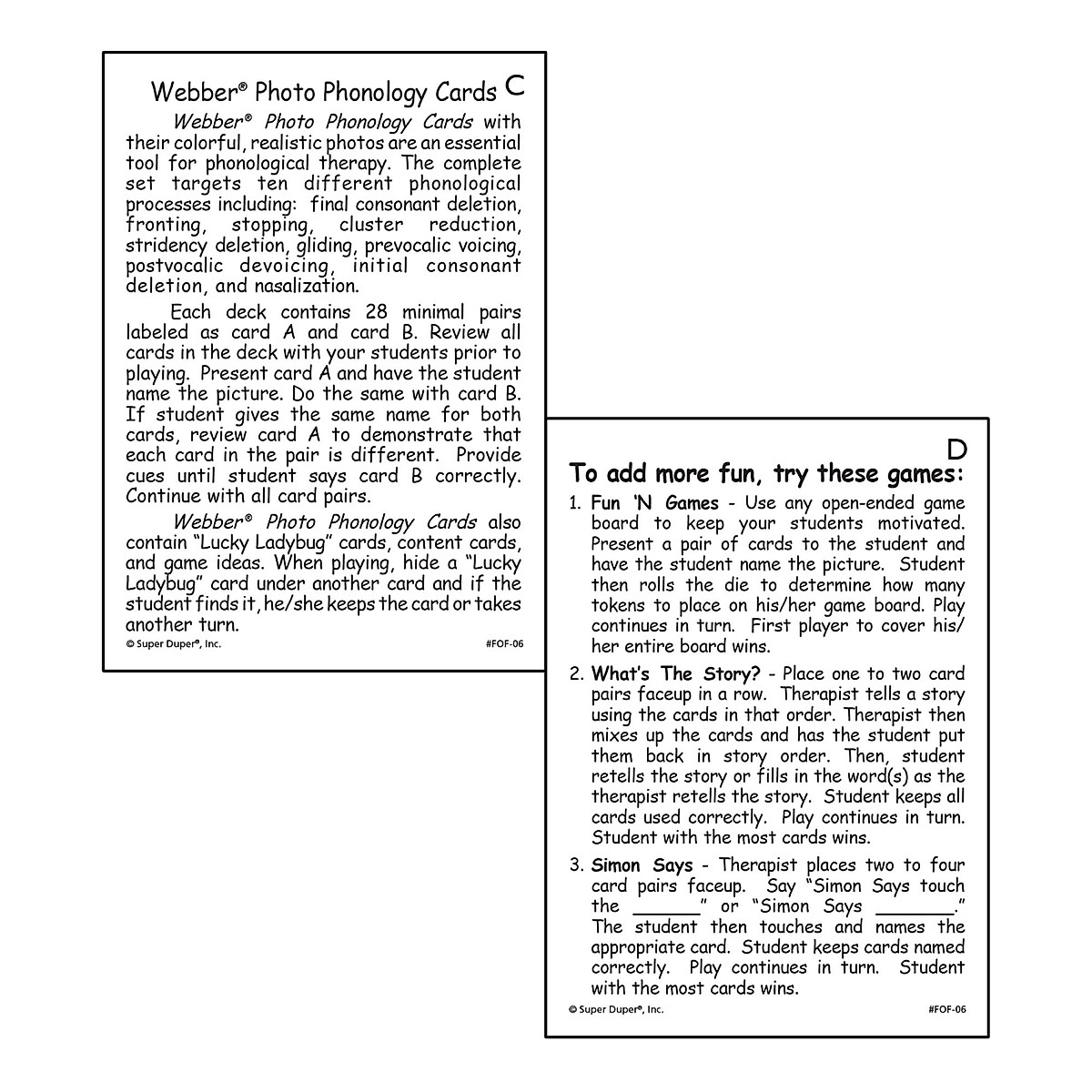 Super Duper Publications | Webber® Photo Phonology Gliding Minimal Pair Card Deck | Educational Learning Resource for Children