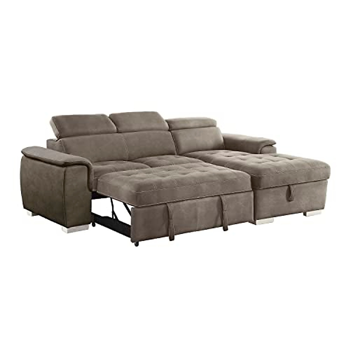 Lexicon Cheyenne Convertible Sectional Sofa Sleeper, Right Chaise, Taupe