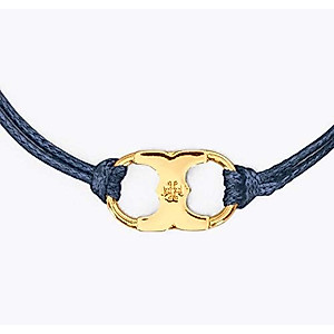 Tory Burch Embrace Ambition Gemini Link Corded Strand Bracelet, (435 Navy Blue/Gold-Tone)