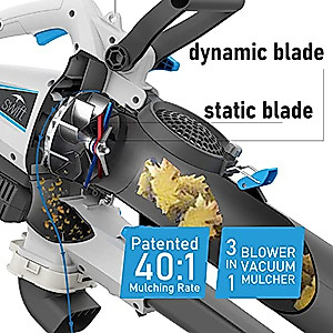 3 in 1 Cordless Leaf Blower Vacuum and Mulcher, 40V Handheld Battery Garden Blower/Vacuum and Shredder with 12L Collection Bag, Wheeled, 35:1 Shredding Ratio, Battery & Charger Included