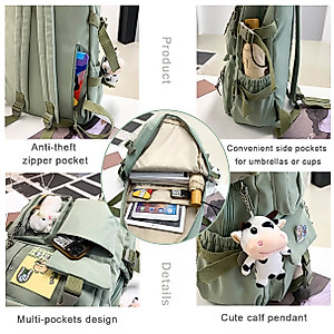 Yoaujeo Kawaii Backpack Lovely Pastel Rucksack for Teen Girls, Cute Aesthetic Bookbag for School with Kawaii Pin and Accessories (Pink)