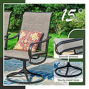 Sophia & William Patio Dining Chairs Metal Swivel Chairs Padded Textilene Set of 2 Outdoor Furniture for Lawn Garden Backyard Weather Resistant