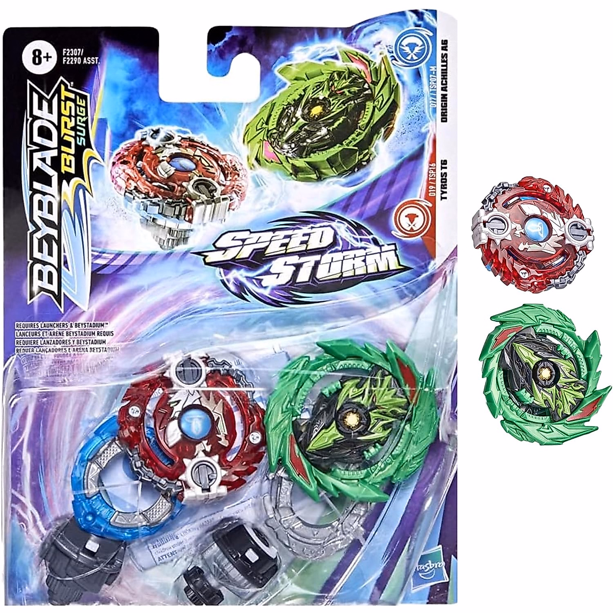 Hasbro Beyblade Burst Surge Speed Storm Twin Pack Origin Achilles A6 and Tyros T6