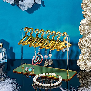 PH PandaHall Earring Holder Stand, Cloth-Horse Shape Jewelry Display Gold Dangle Earring Hanging Organizer Acrylic Ear Studs Display Rack for Retail Show Personal Exhibition, 2.3x5.9x4.2inch