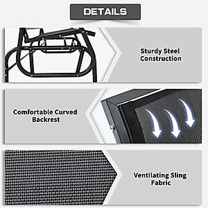 KROFEM Patio Outdoor Glider Bench, High Backrest and Breathable Mesh Fabric, Yard Porch Loveseat, Outside Rocking Swing Chair, Heavy Duty Metal, Clearance, Black