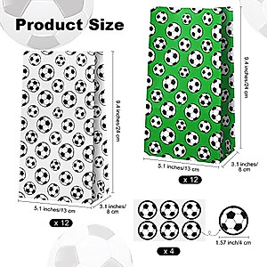 durony 24 Pack Soccer Gift Bags Paper Treat Bags Soccer Print Goodie Bags with Stickers for Sports Theme Party Decorations, Game Celebration Supplies
