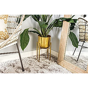 CosmoLiving by Cosmopolitan Metal Indoor Outdoor Dome Planter with Removable Stand, Set of 2 19", 22"H, Gold