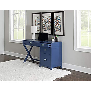 Linon Sadie Navy Blue Modern Classic Side Storage Desk