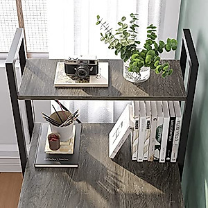 Bestier Computer Desk with Shelves - 47 Inch Home Office Desks with Bookshelf for Study Writing and Work - Plenty Leg Room and Easy Assemble, Gray