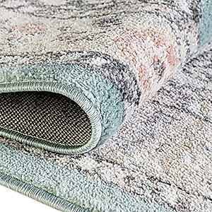 Unique Loom Parker Collection Area Rug - Merakli (4' x 6' Oval, Aqua/ Beige)