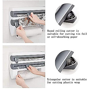 Multifunctional Storage Cutting Rack,4-in-1 Wall-Mount Sauce Bottle Storage Holder, Multi-Function Kitchen Plastic Wrap Cling Film Foil Dispenser with Spice Rack, Household Kitchen Tool Rack