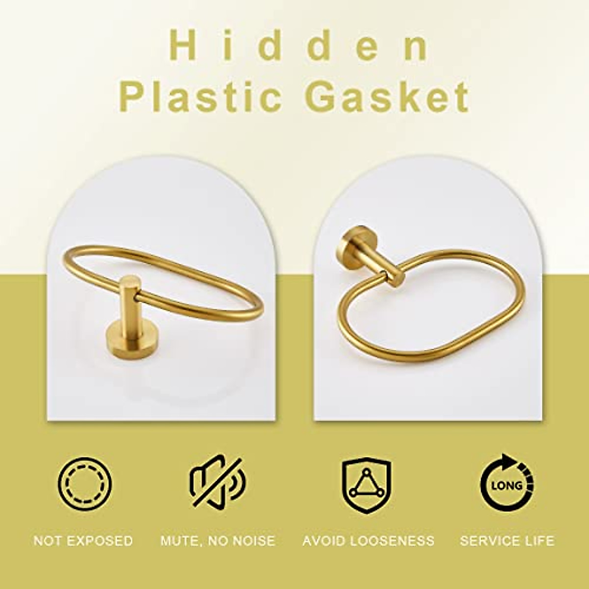 Bath Towel Ring Brushed Gold, APLusee 304 Stainless Steel Swivel Hand Towel Holder Dry Rack Near The Sink, Modern Bathroom Accessories