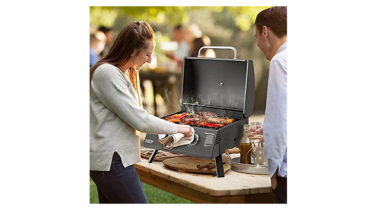 COSTWAY Portable Gas Grill – 20,000 BTU Tabletop BBQ for Outdoors