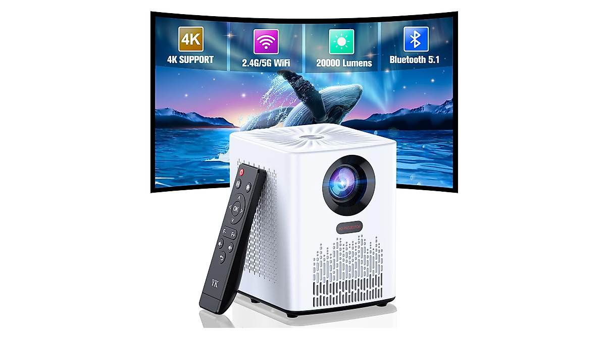 Hivvtui S8 4K HD Portable Projector with WiFi & Bluetooth