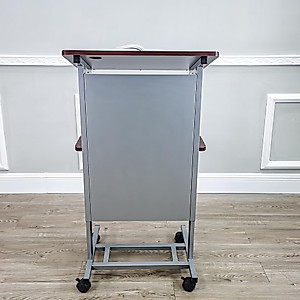 FixtureDisplays® Floor Standing Pulpit Adjustable Height Lectern Podium w/Casters, Heavy Duty Steel Frame, Rolling Podium 18147-NPF