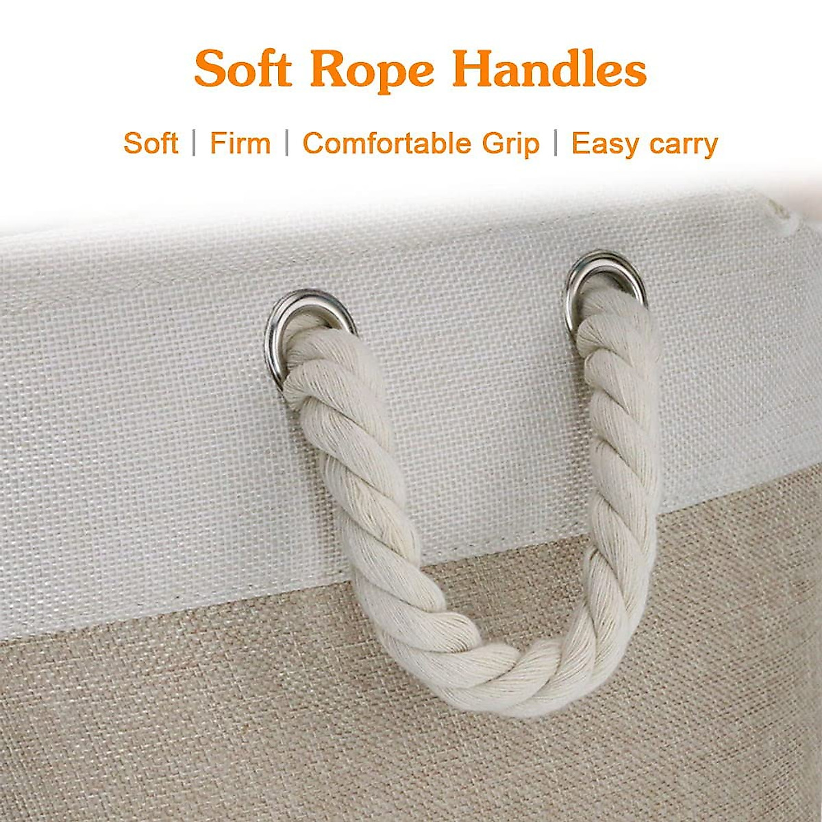 LANDBEAUTY 3 Pack Open Home Storage Bins Fabric Cloth Storage Baskets Collapsible Square Baskets Organization Bins 13 Inch Large Cube Storage Bin for Organizing Shelves/Closet (Beige 3 Pack)