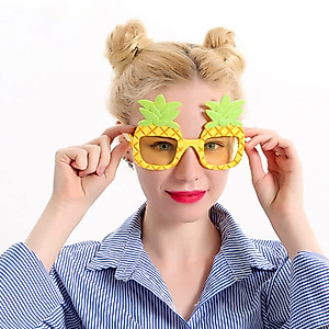 HIPIHOM 8Pcs Fruit Eyeglasses Luau Party Sunglasses Funny Sunglasses Dress Props for Hawaiian Beach Luau Theme Party Supplies