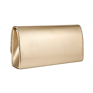 ZHANNI Women Glossy Patent Leather Fashion Clutch Purses Evening Bag Handbag (Gold)