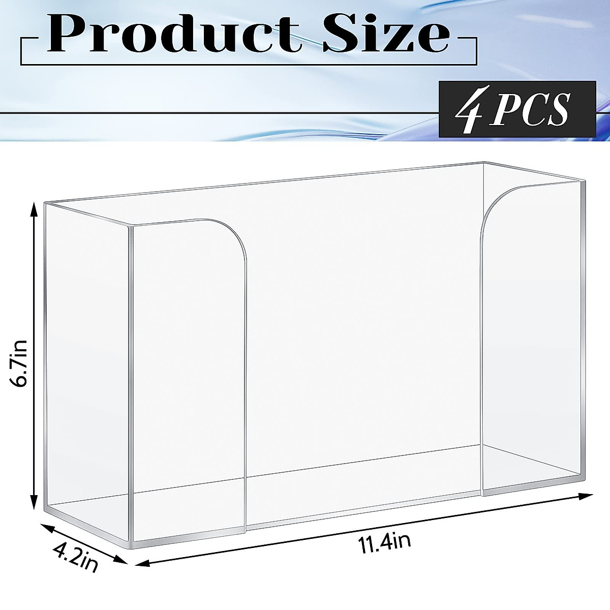 Pack of 4 Paper Towel Dispenser Countertop Acrylic Folded Paper Towel Holder, 11.4''W x 4.2''D x 6.7''H, Clear Guest Napkin Dispenser for Z-fold C-fold Multi-fold Paper Towels